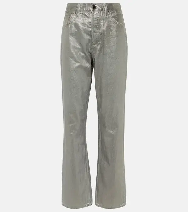 Veronica Beard Daniela Metallic High-rise Straight Jeans