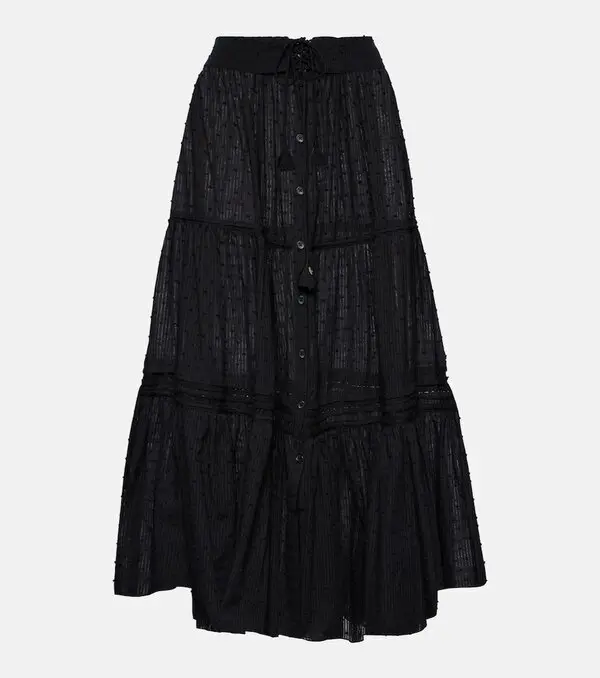 Poupette St Barth Brie Cotton-blend Midi Skirt