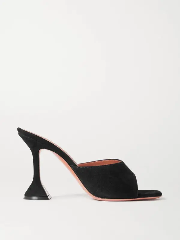 Amina Muaddi Lupita Suede Mules - Black