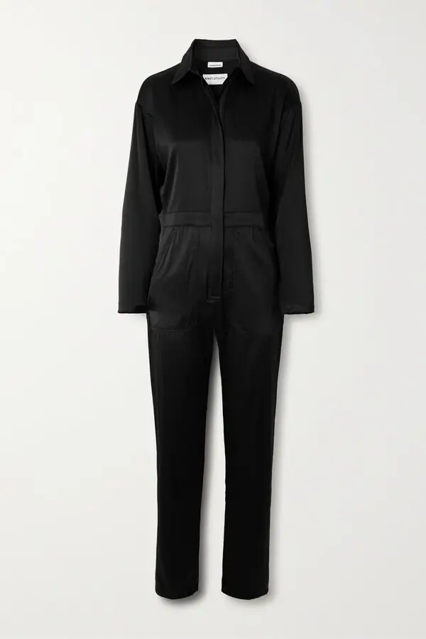 RIVET UTILITY Powerhouse Stretch-silk Charmeuse Jumpsuit