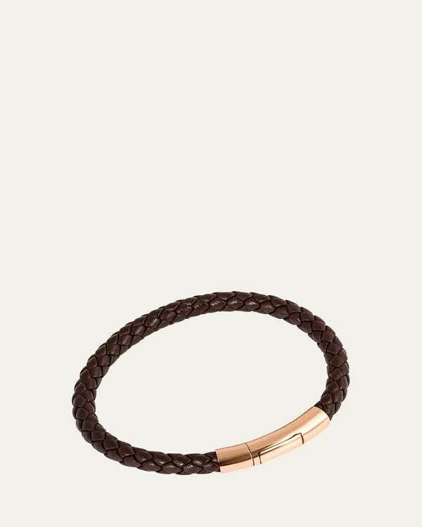Leather 18 Karat Rose Gold Bracelet Tateossian Tubo Taito 18k Rose