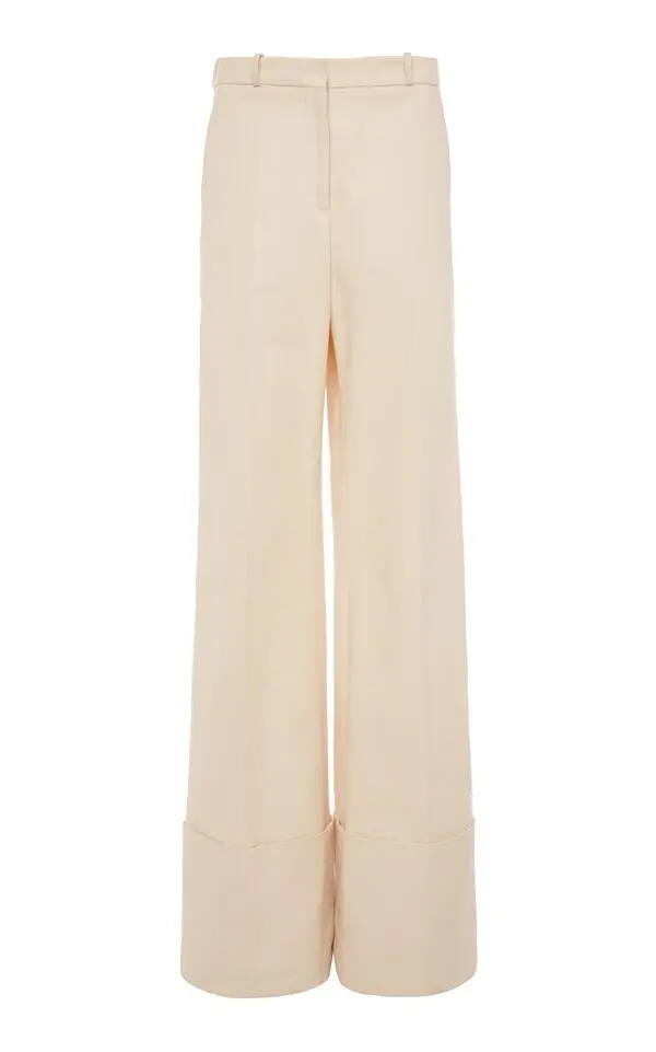 DEL CORE Cotton Wide-leg Trousers - Ivory