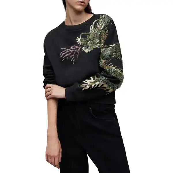 All Saints Dragon Separo Sequin Sweatshirt In Black - 30% Off ...