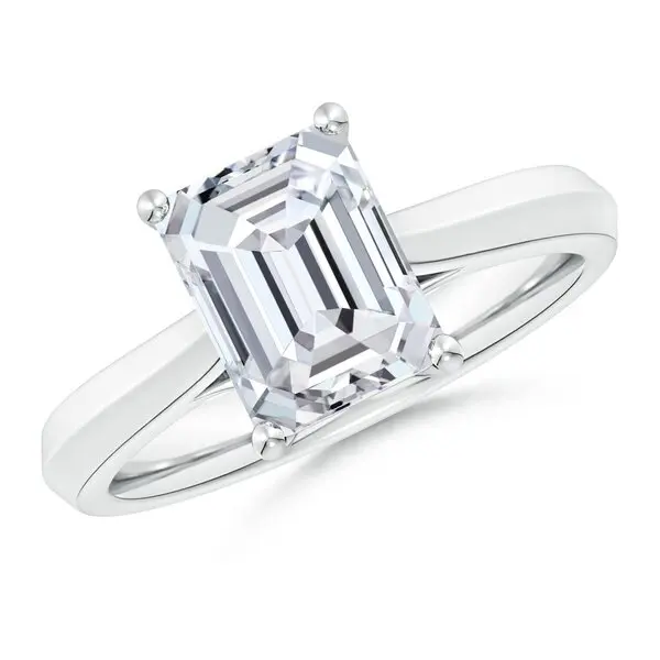 Buy Angara Emerald-cut Diamond Knife-edge Shank Trellis Engagement Ring ...