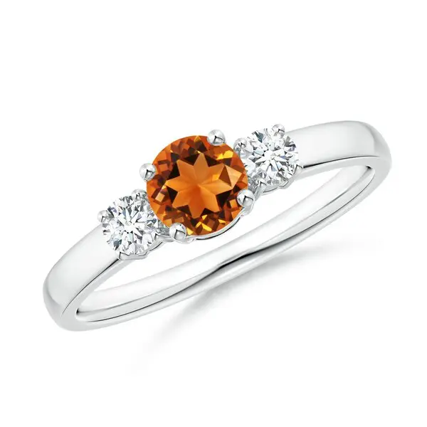 Buy Angara Classic Citrine And Diamond Three Stone Engagement Ring 5mm ...