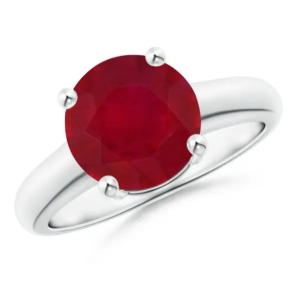 Buy Angara Round Ruby Solitaire Engagement Ring 9mm - Yellow Gold ...