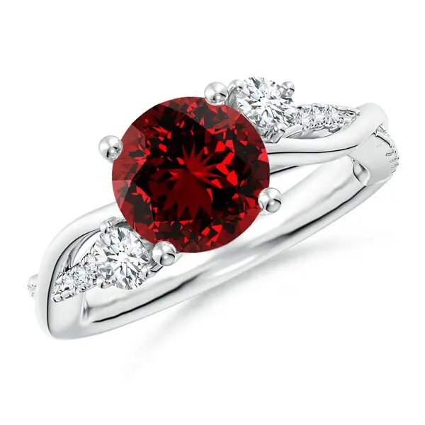 Buy Angara Lab-grown Nature Inspired Ruby & Lab Diamond Twisted Vine ...