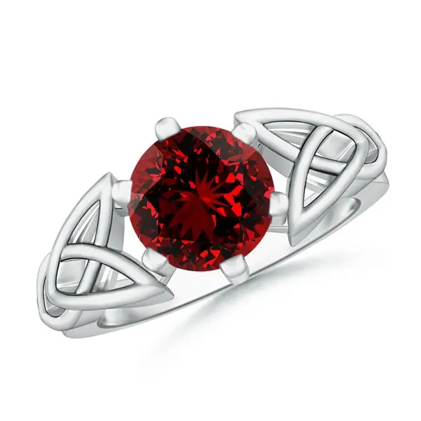Buy Angara Lab-grown Solitaire Round Ruby Celtic Knot Ring 8mm - White ...