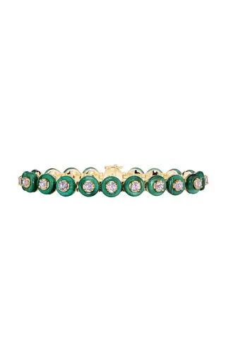 SAUER 18k Yellow Gold Riviera Frames Bracelet Ith Malachite & Amethyst - Green | Editorialist