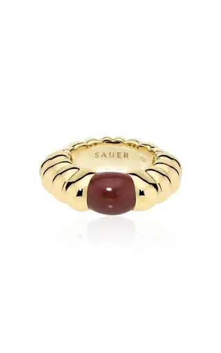 SAUER 18k Yellow Gold Cabochon Cipó Ring With Jasper - Red | Editorialist