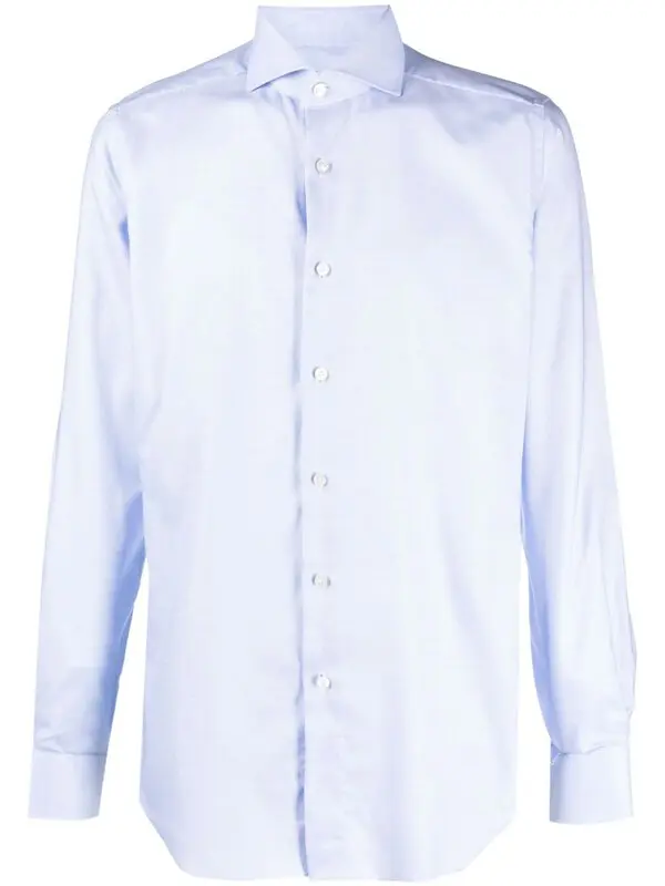 XACUS Cutaway-collar Organic Cotton Shirt - Blue