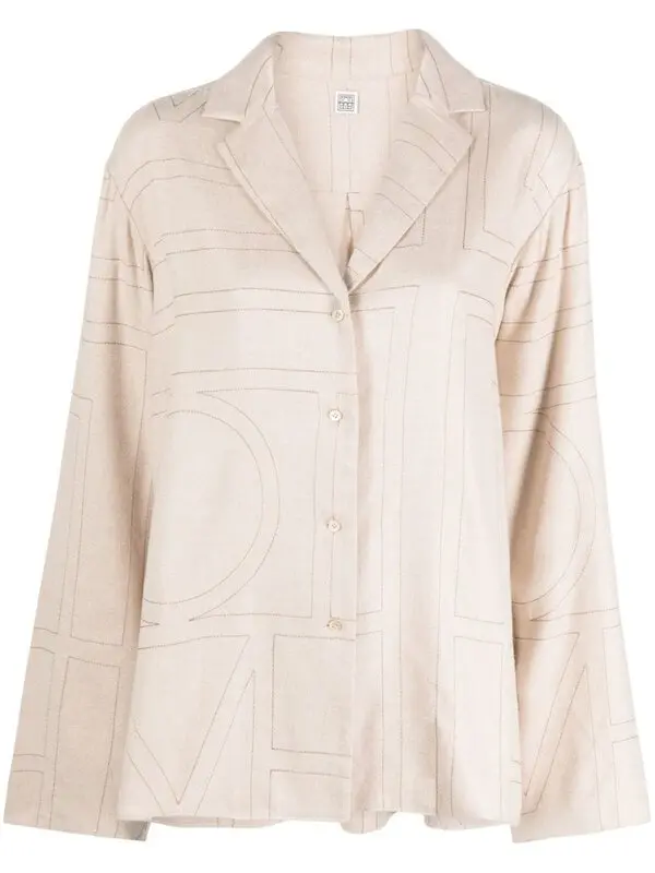 TOTÊME Monogram Flannel Pajama Top - Neutrals