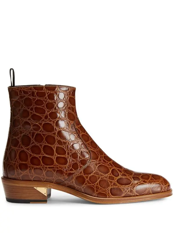 GIUSEPPE ZANOTTI Fabyen Leather Ankle Boots - Brown