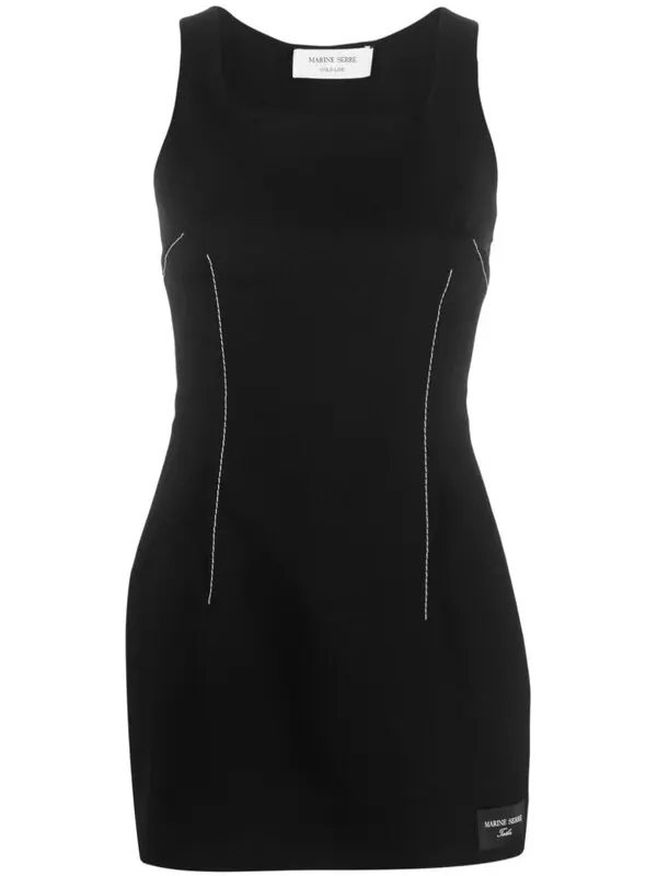 MARINE SERRE Decorative-stitching Virgin Wool Minidress
