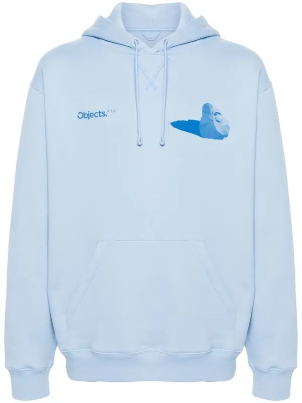 OBJECTS IV LIFE Boulder-print Cotton Hoodie - Blue