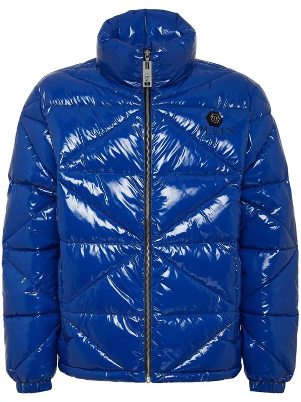 Philipp Plein Hexagon Logo-plaque Padded Jacket - Blue