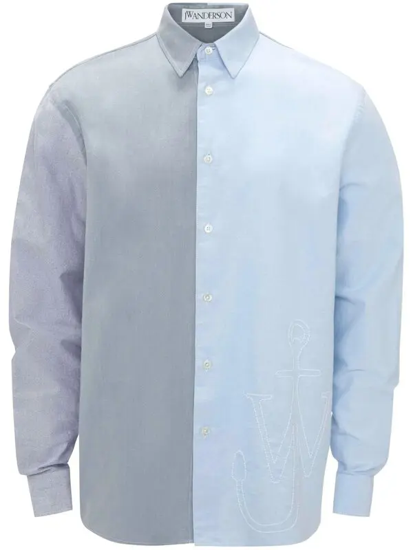 JW Anderson Anchor-embroidered Patchwork Shirt - Blue