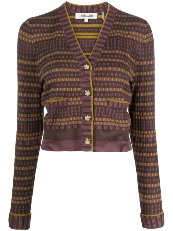 Diane Von Furstenberg Gilda Patterned Jacquard Cardigan