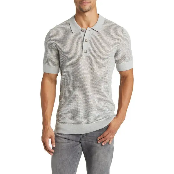 Rails Nathan Short Sleeve Polo Sweater - Grey Melange