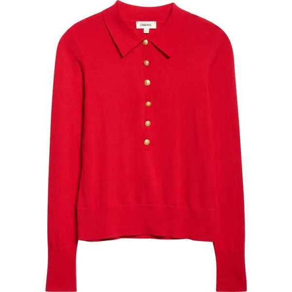 L'Agence Sterling Collar Sweater - Engine Red/gold