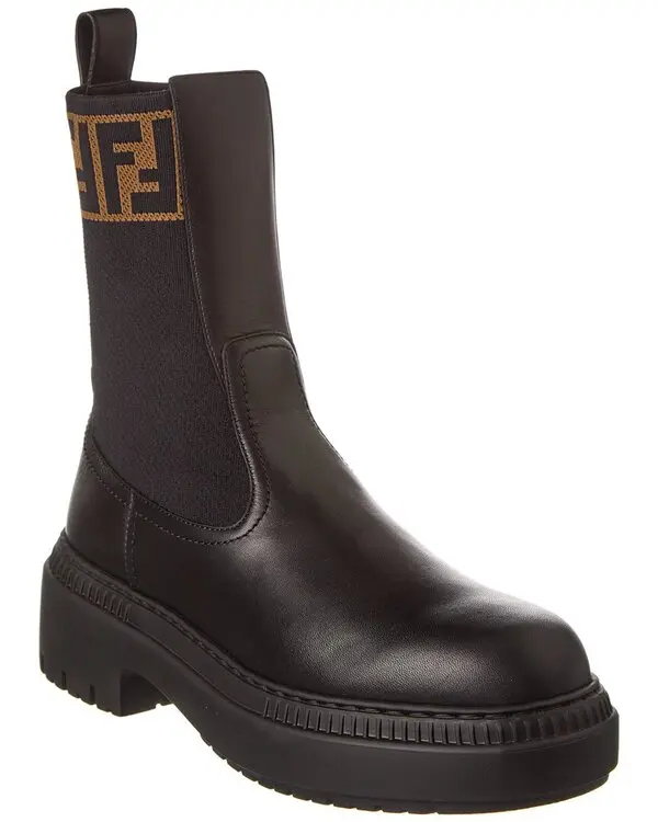 Buy Fendi Domino Leather Biker Boot - Black At 33% Off | Editorialist