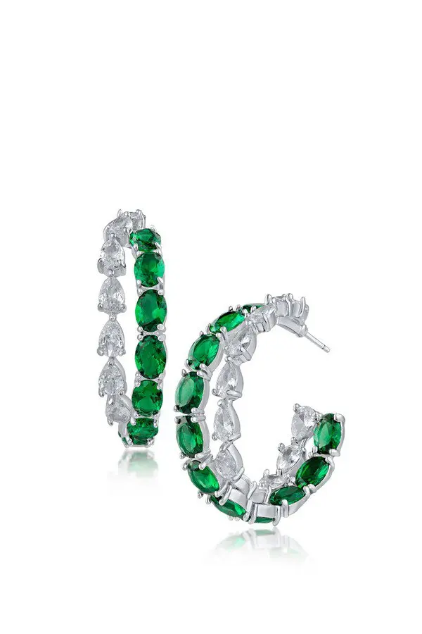 KENNETH JAY LANE Pear And Oval Cz Hoop Earrings