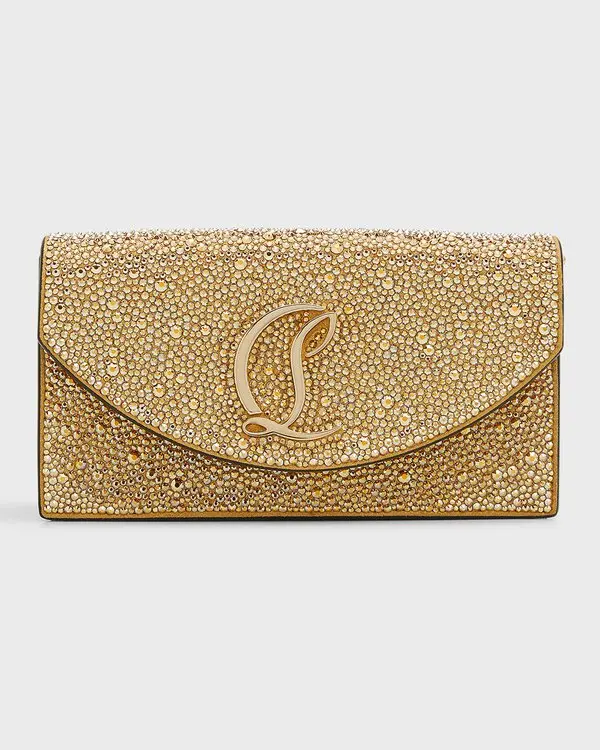 Buy CHRISTIAN LOUBOUTIN Loubi54 Small Strass Suede Crossbody Bag - Gold ...