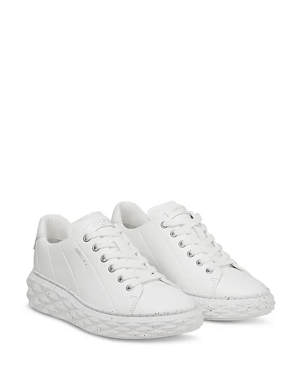 JIMMY CHOO Diamond Light Leather Sneakers - White
