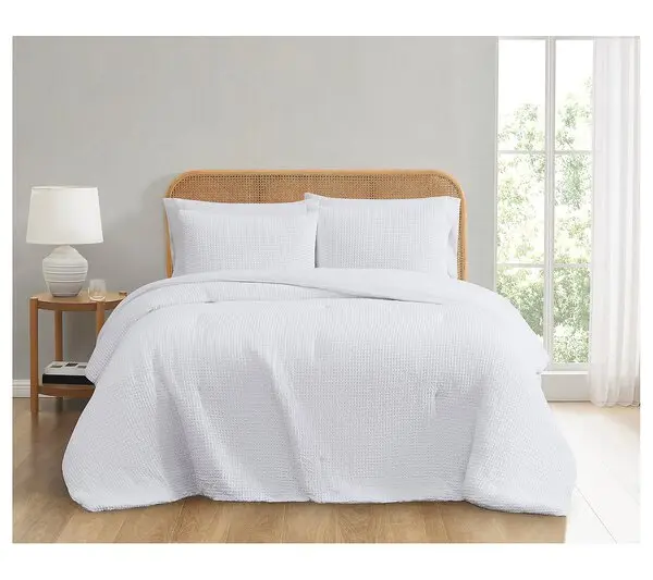 TRULY SOFT Textured Waffle Full/queen 3 Piece C Omforter Set