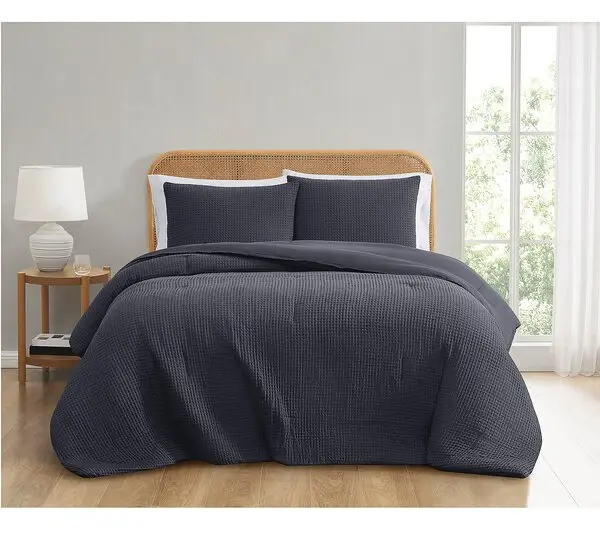 TRULY SOFT Textured Waffle King 3 Piece Comfort Er Set