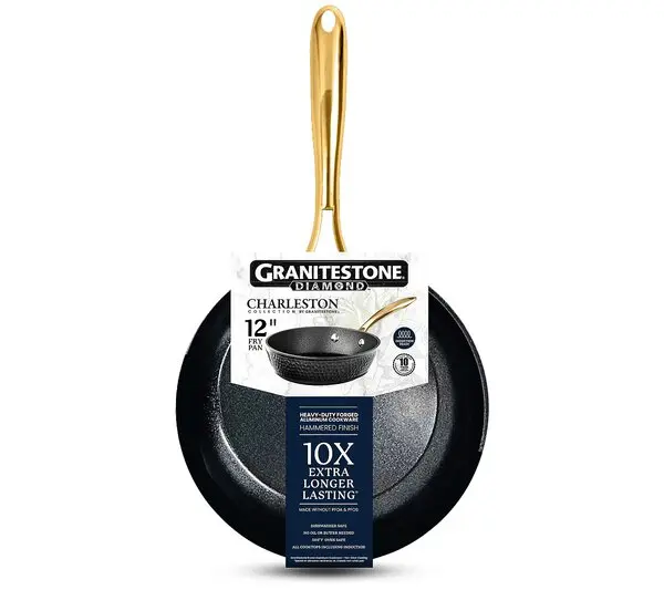 GRANITESTONE Charleston Hammered Black 12 Non Stick Fry Pan