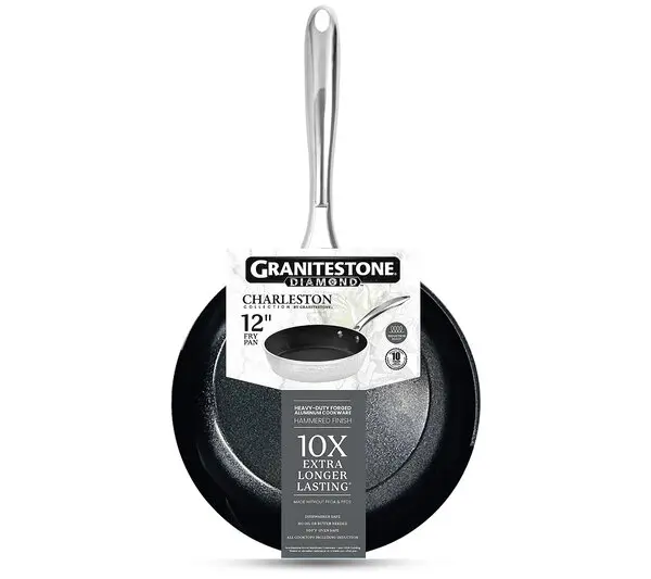 GRANITESTONE Charleston Hammered White 12 Non Stick Fry Pan