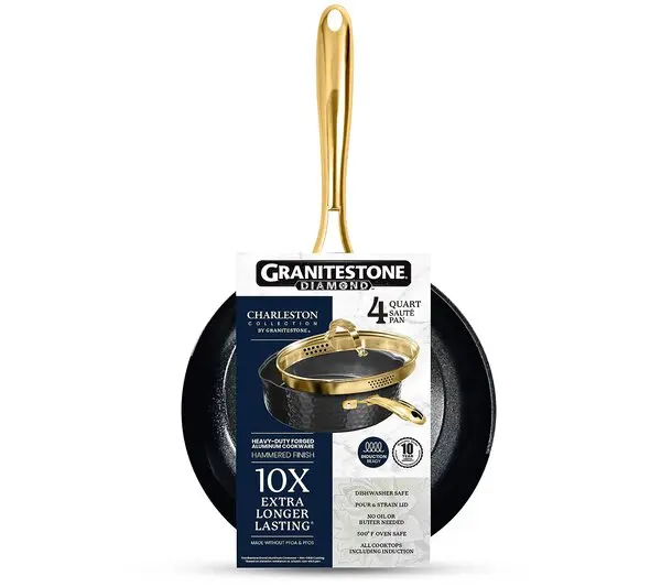 GRANITESTONE Charleston Hammered Black 4 Quart Eep Saute Pan