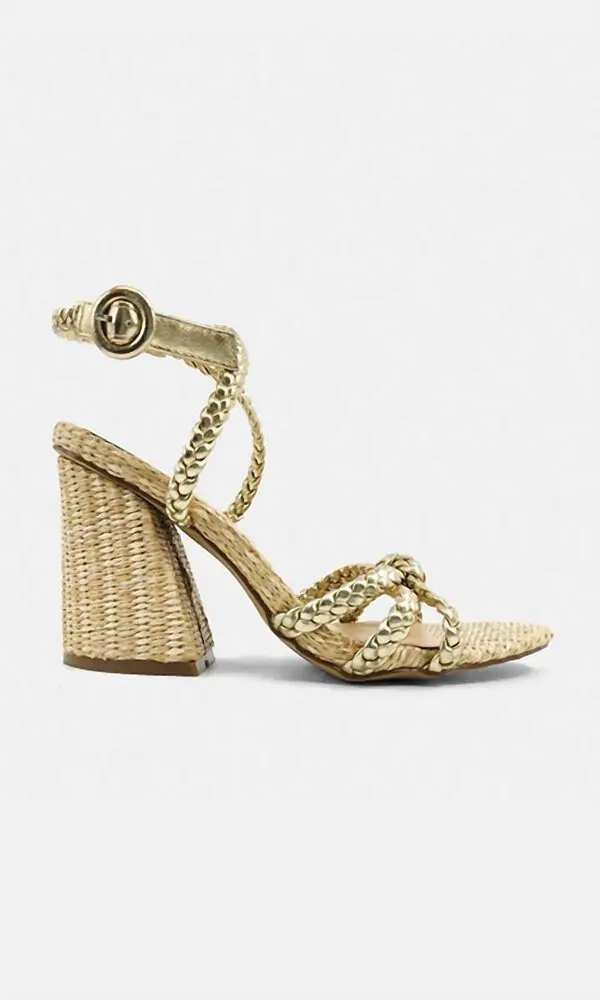 Buy SHU SHOP Helen Raffia Heels In Bright Gold - Multi At 39% Off ...
