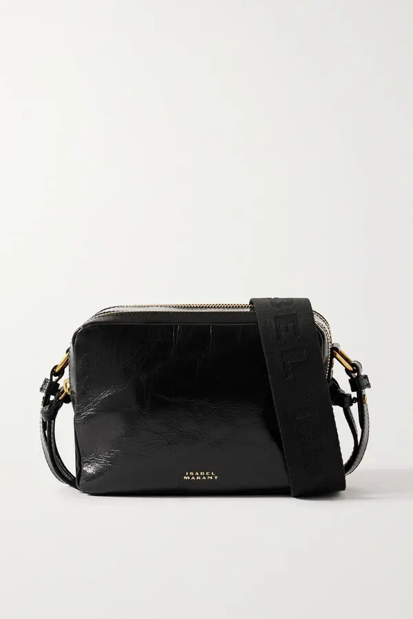 Isabel Marant Wardy Crinkled-leather Shoulder Bag - Black