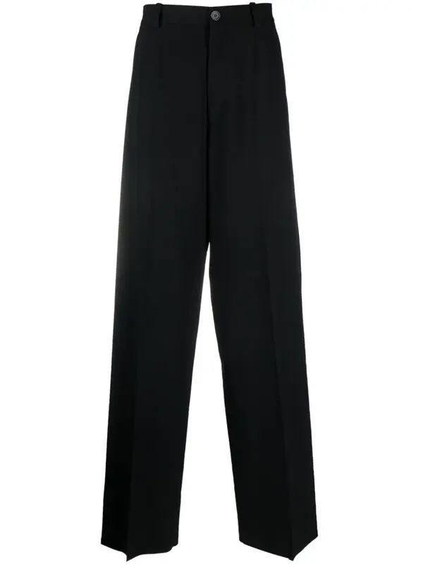 Balenciaga Wide-leg Wool Trousers - Black