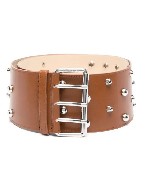 Blumarine Spike Stud-embellished Leather Belt - Brown