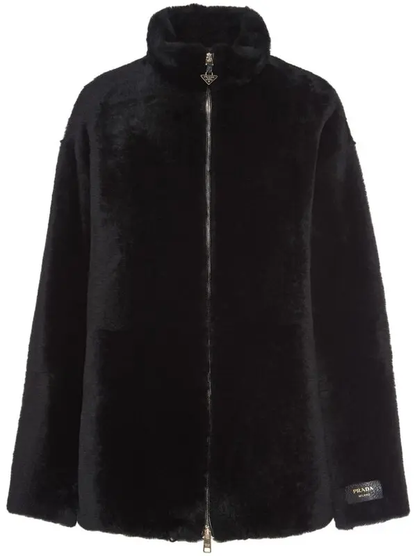Prada Logo-appliqué Shearling Jacket