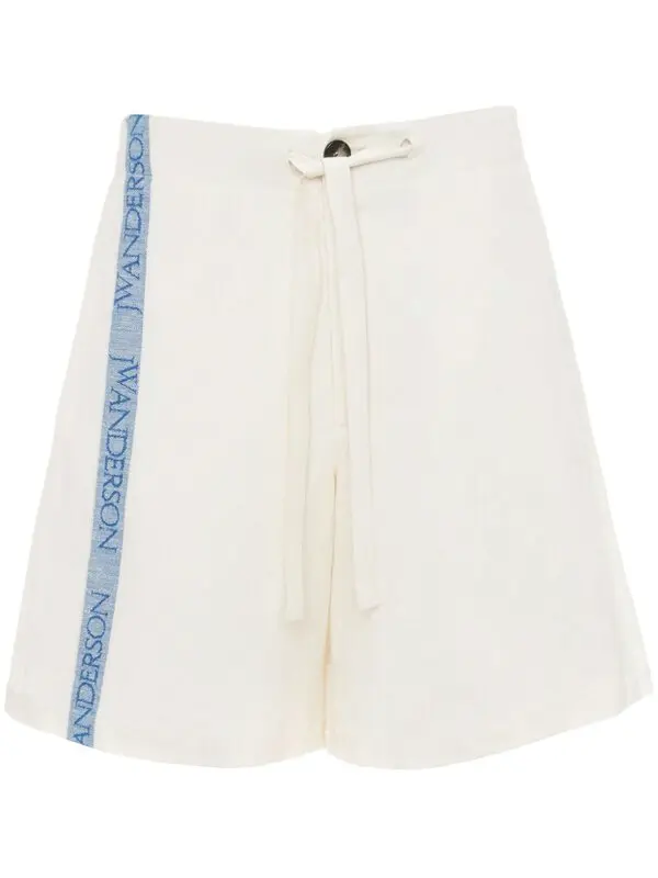 JW Anderson Intarsia-logo Wide-leg Shorts - Neutrals