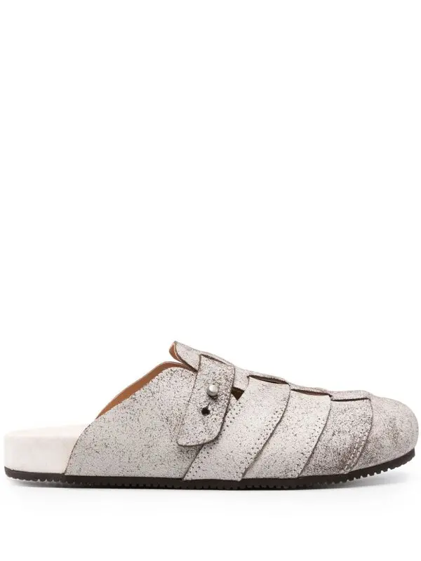 BOTTERO Round-toe Leather Slippers