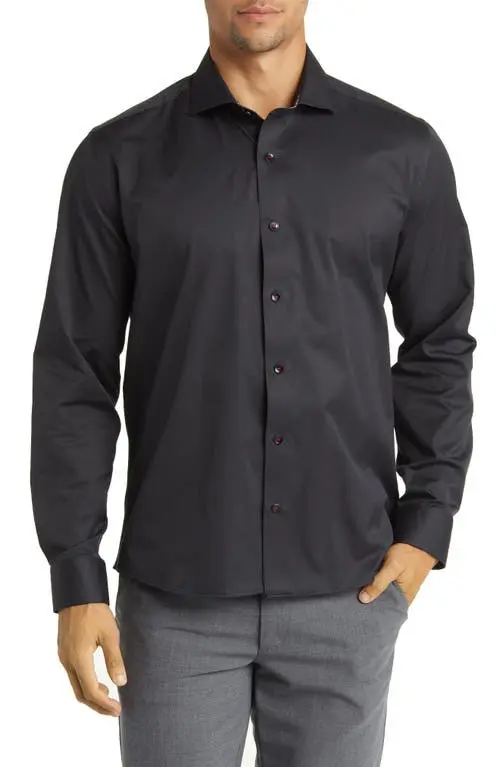 Stone Rose Drytouch® Performance Sateen Button-up Shirt - Black