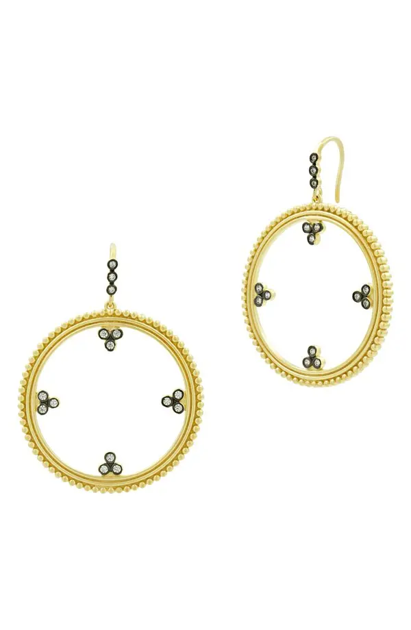 Freida Rothman Imperial Hoop Earrings - Gold/ Black | Editorialist