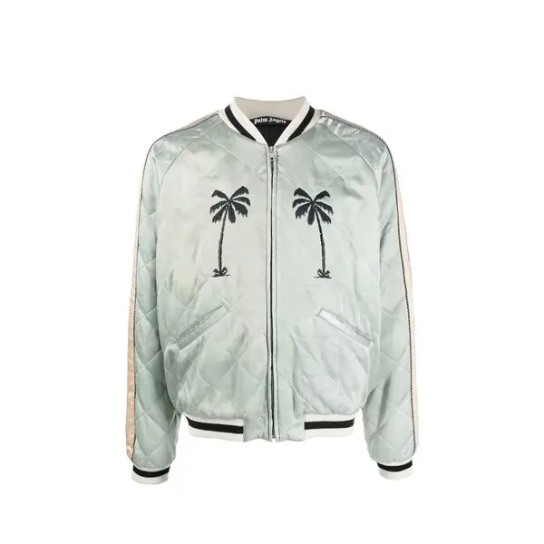 Palm Angels Quilted Logo Jacket - Blue