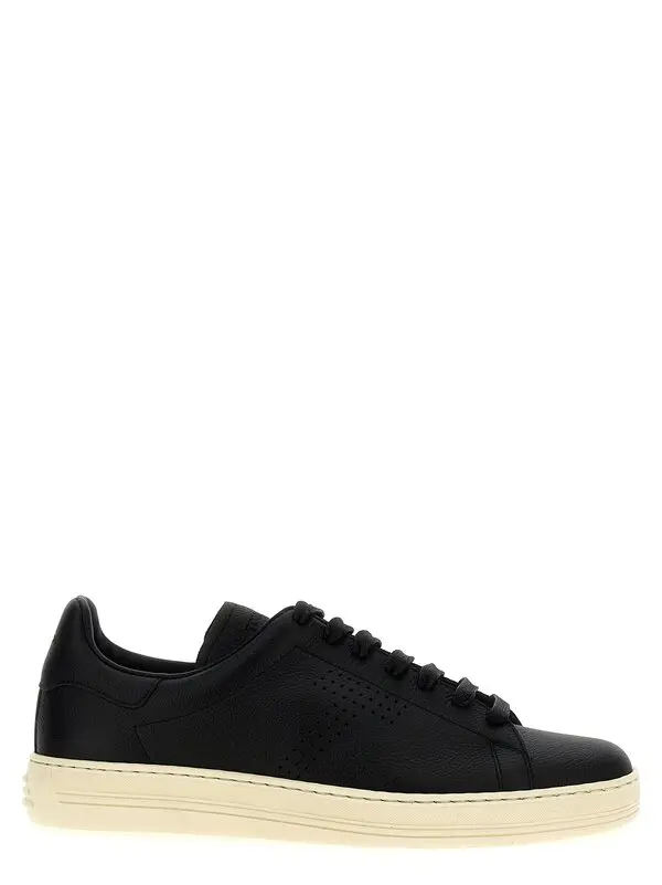 TOM FORD Warwick Grained Leather Sneakers - Black