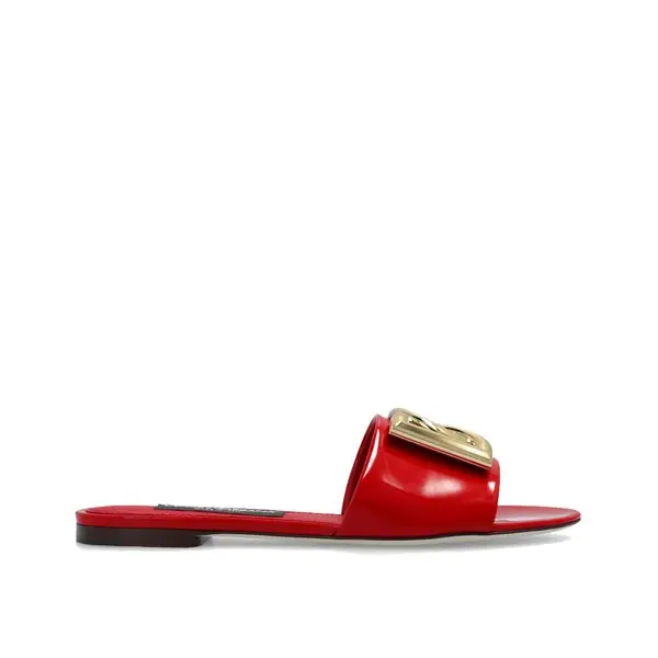Dolce & Gabbana Bianca Glossy Slides - Red | Editorialist