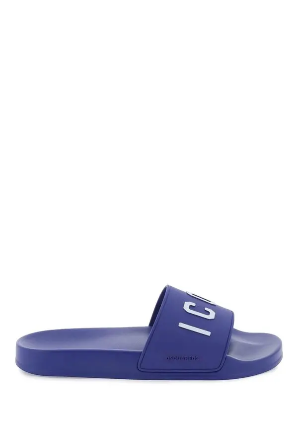 Dsquared2 Icon' Rubber Slides - Blue | Editorialist