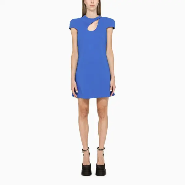 Versace Short Cut Out Dress - Blue | Editorialist