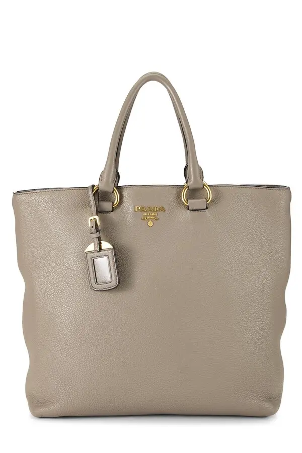 Prada Vitello Daino Shopping Tote - Grey
