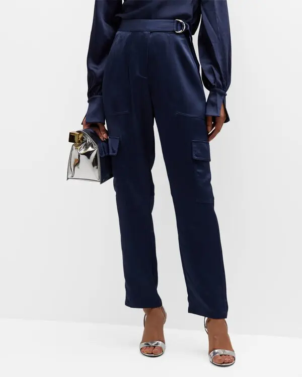 Simkhai Carolina Satin Utility Pants - Midnight
