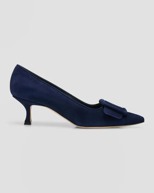 Manolo Blahnik Maysale Suede Pumps - Navy